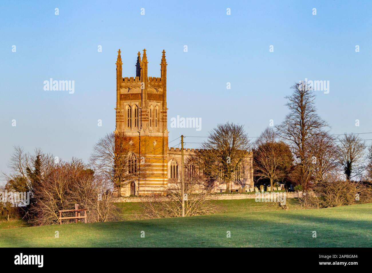 The church of St Mary the Virgin with the late afternoon sun giving the ...
