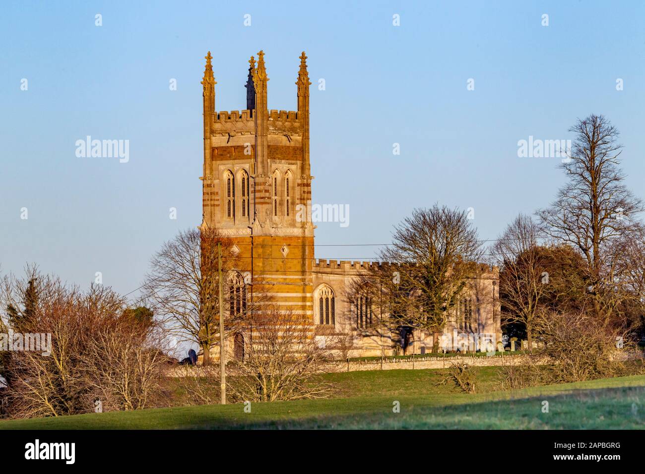 The church of St Mary the Virgin with the late afternoon sun giving the ...