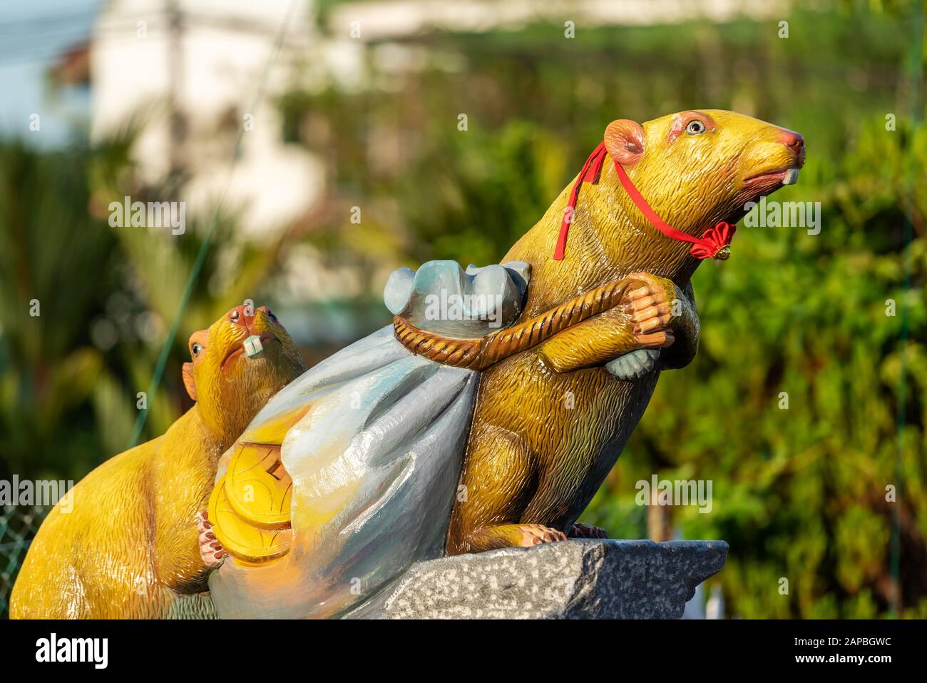 Rat statue during Chinese New Year week at Peak Nam Toong Temple in ...