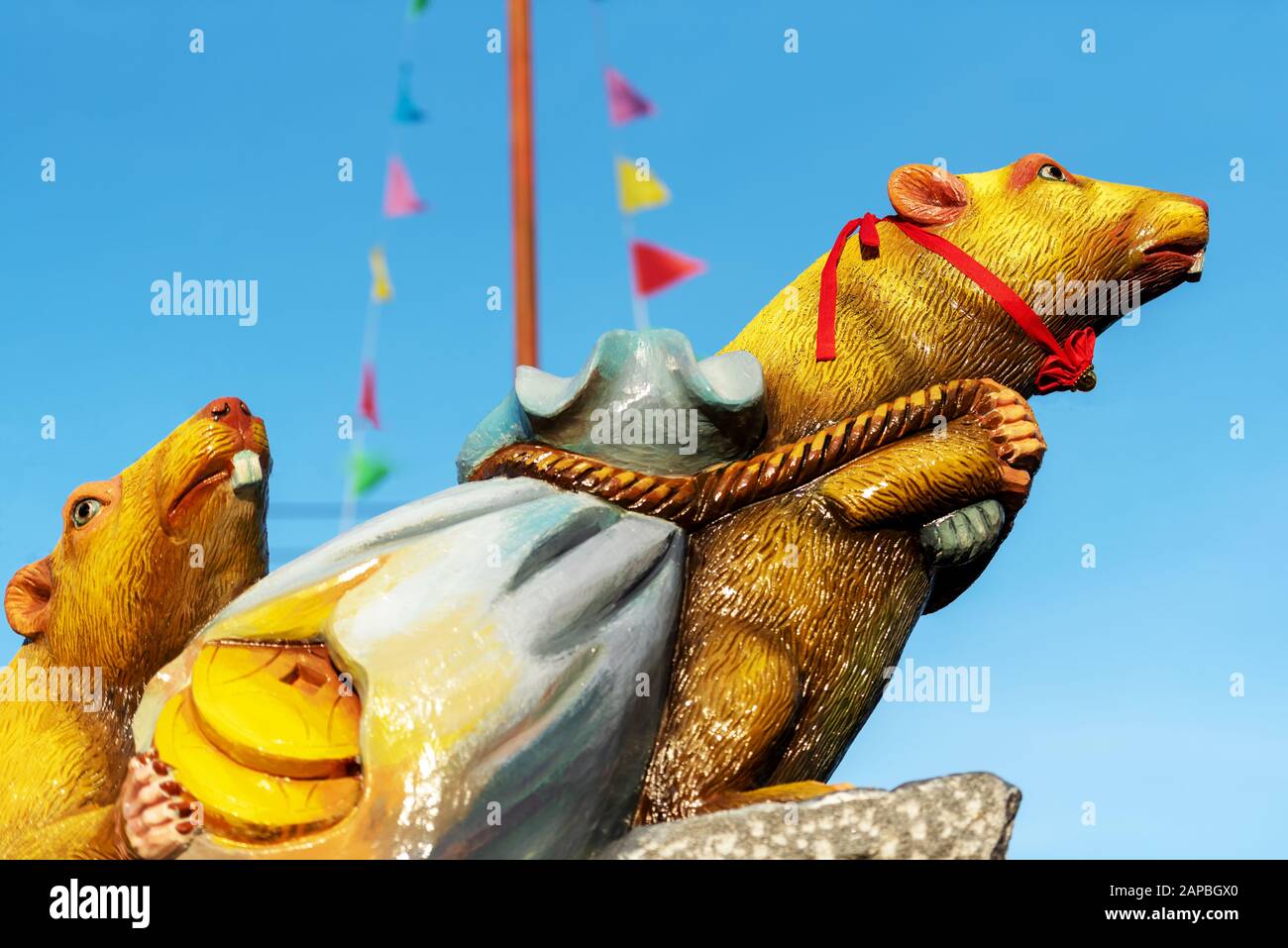 Rat statue during Chinese New Year week at Peak Nam Toong Temple in ...