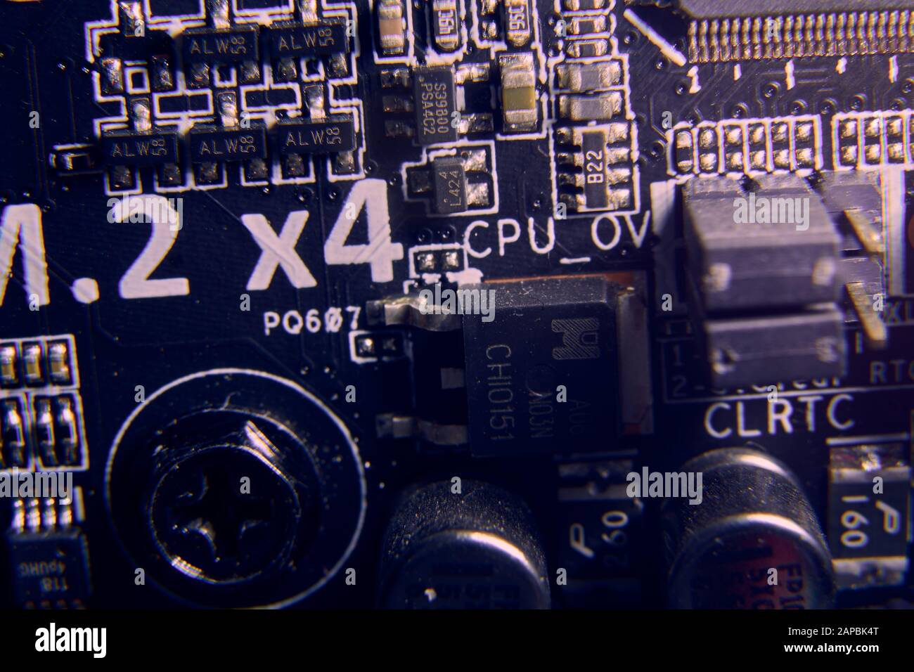 Close-up of the inside of a desktop computer before starting the repair ...