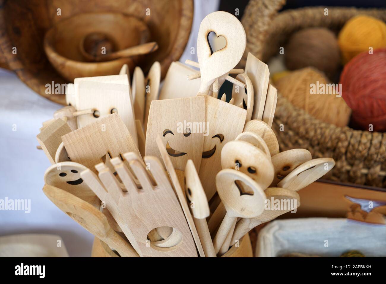 Wooden spoons made from local wood look good and are easy to use in the ...