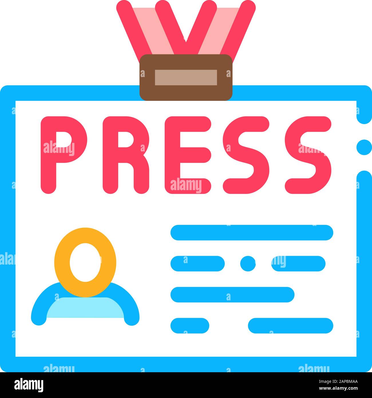 Press Badge Card Icon Vector Outline Illustration Stock Vector Image ...