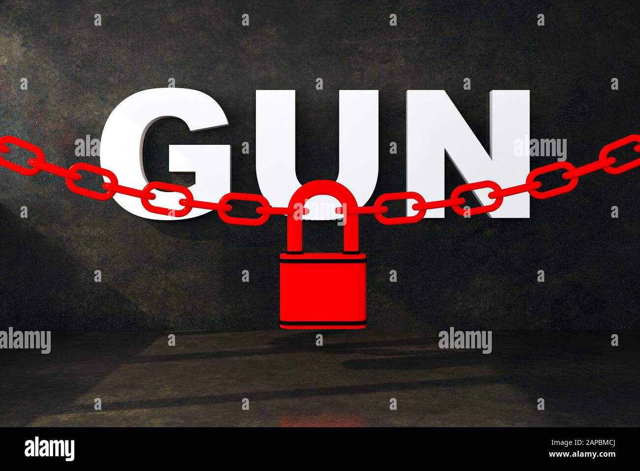 blocking gun with chain lock. 3d rendering Stock Photo - Alamy