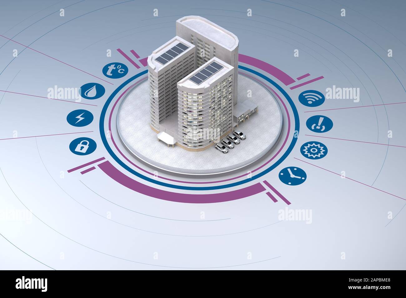 modern smart house with infographics. 3d rendering Stock Photo - Alamy