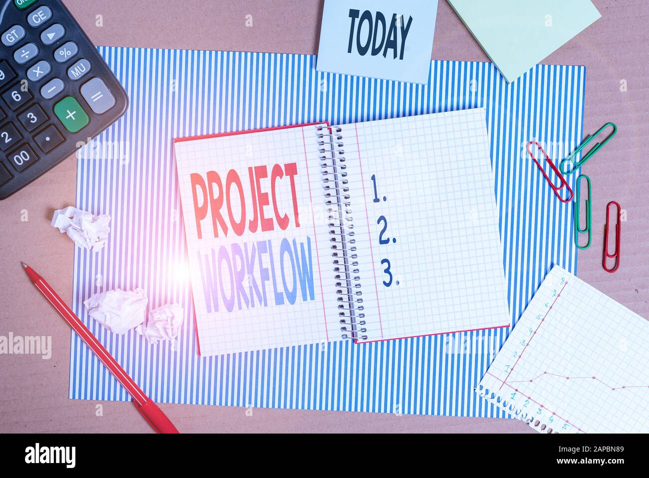 Writing note showing Project Workflow. Business concept for series of ...