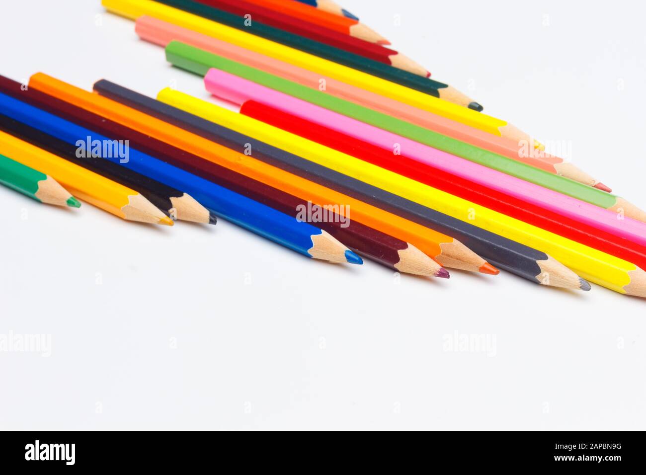 Colored pencils with a sharp point ready to draw and paint drawings ...
