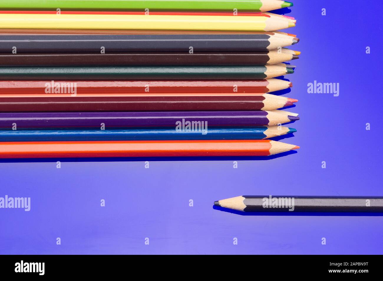 Colored pencils with a sharp point ready to draw and paint drawings ...
