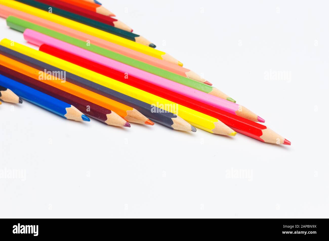 Colored pencils with a sharp point ready to draw and paint drawings ...