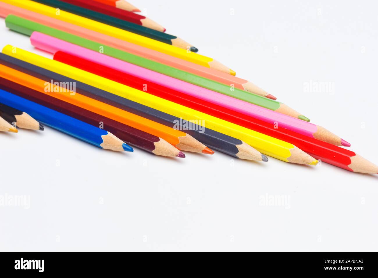 Colored pencils with a sharp point ready to draw and paint drawings ...