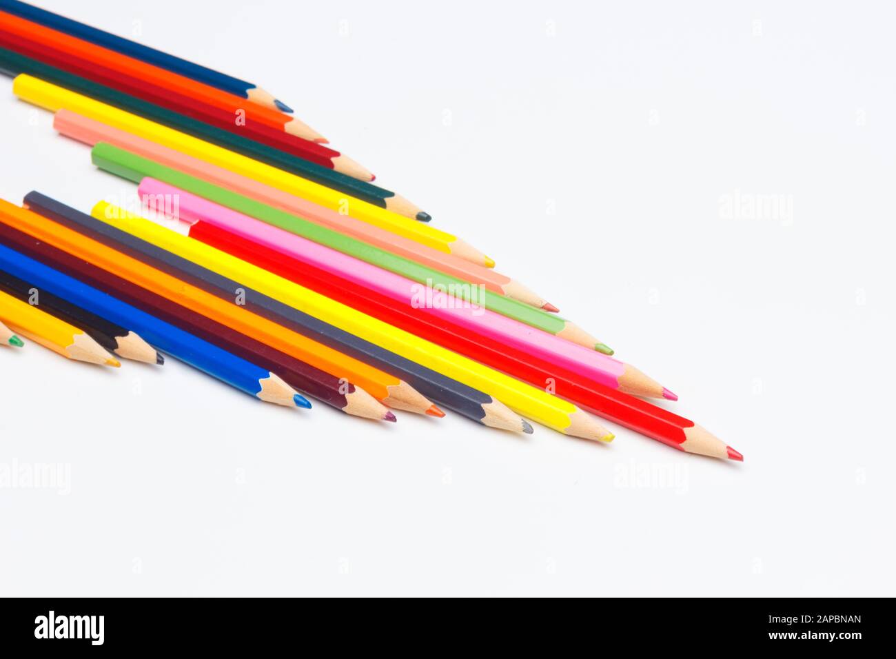 Colored pencils with a sharp point ready to draw and paint drawings ...