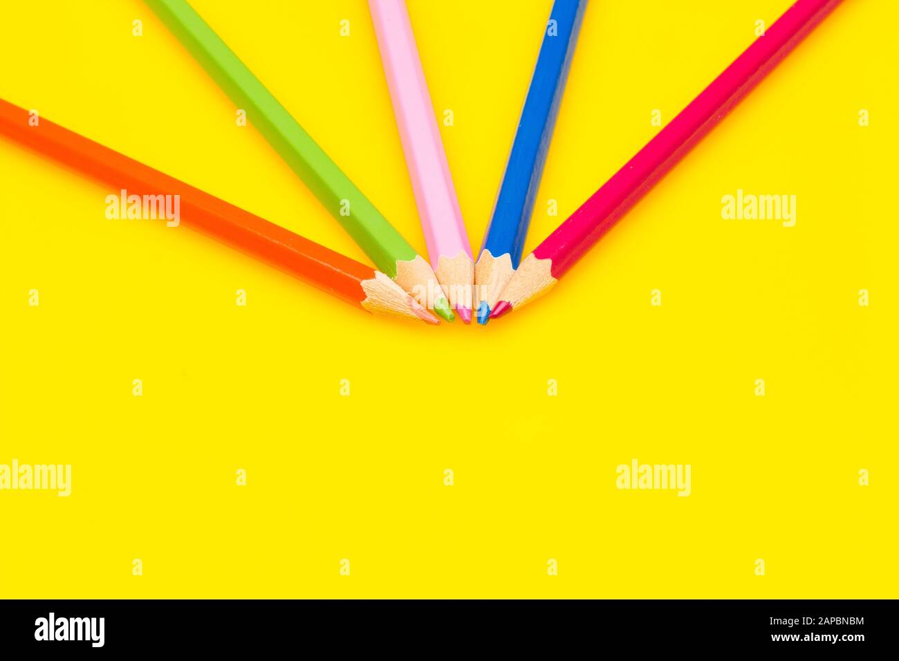 Colored pencils with a sharp point ready to draw and paint drawings ...