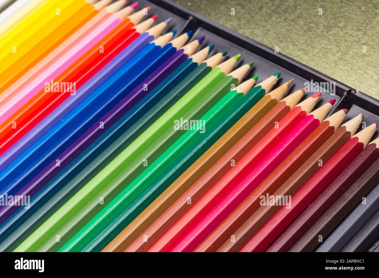 Colored pencils with a sharp point ready to draw and paint drawings ...