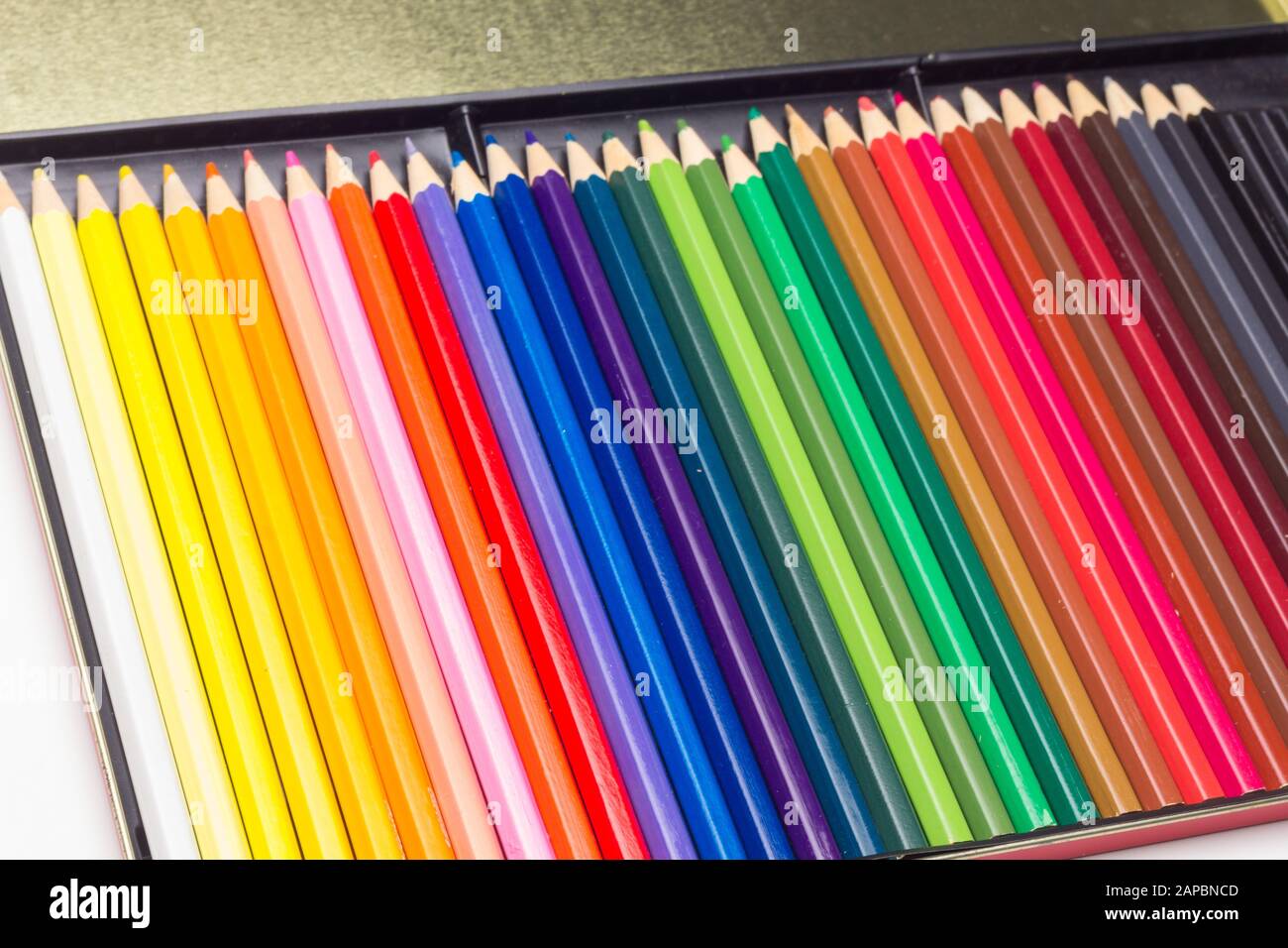 Colored pencils with a sharp point ready to draw and paint drawings ...