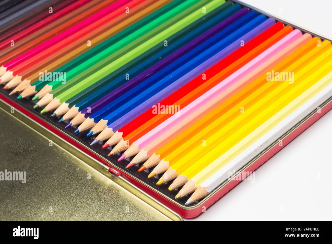 Colored pencils with a sharp point ready to draw and paint drawings ...