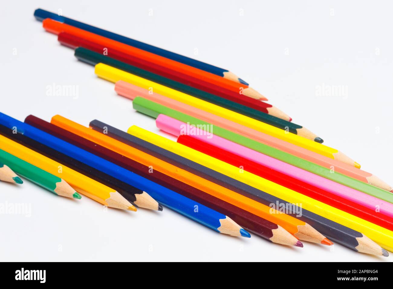 Colored pencils with a sharp point ready to draw and paint drawings ...