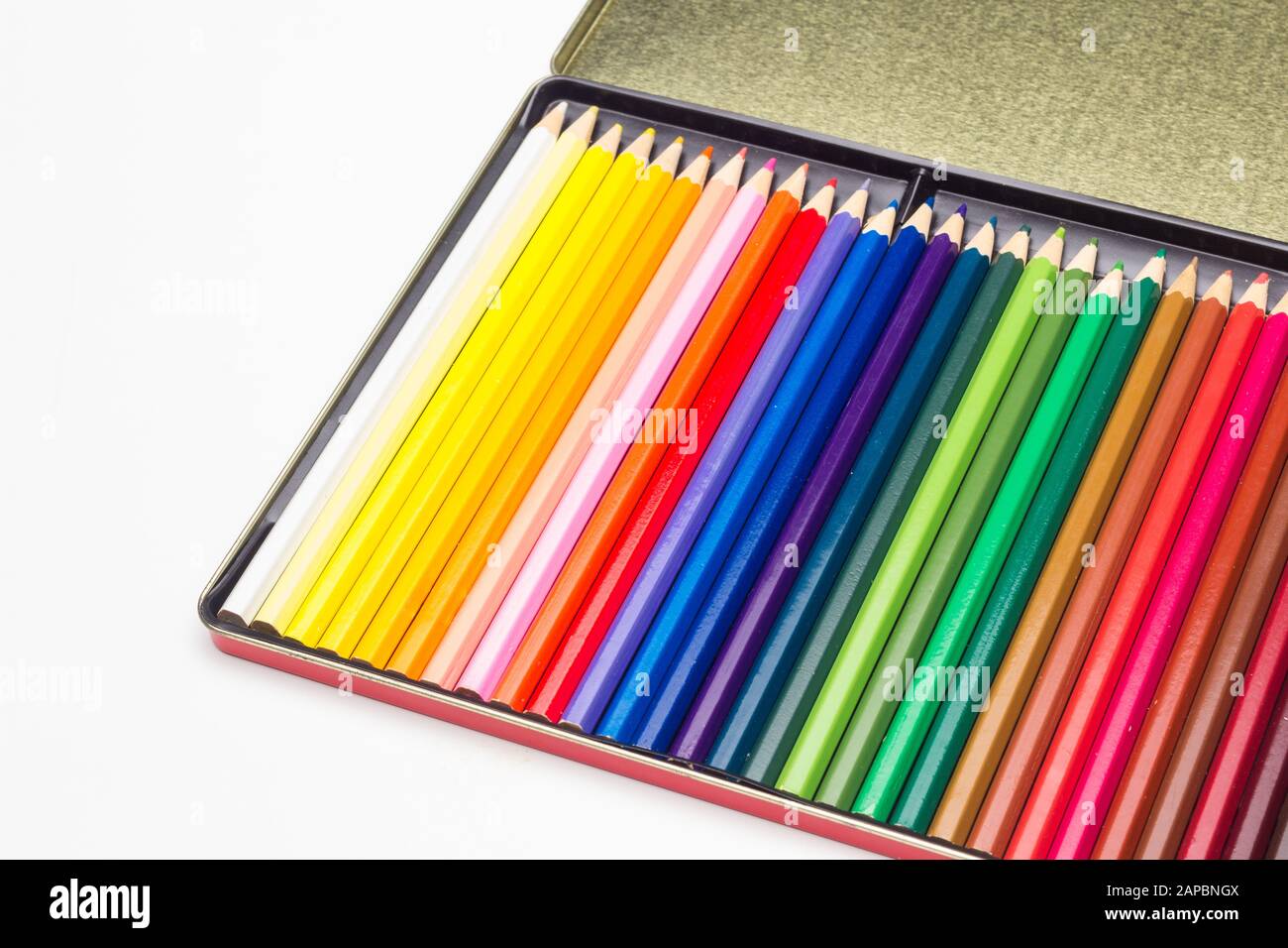 Colored pencils with a sharp point ready to draw and paint drawings ...