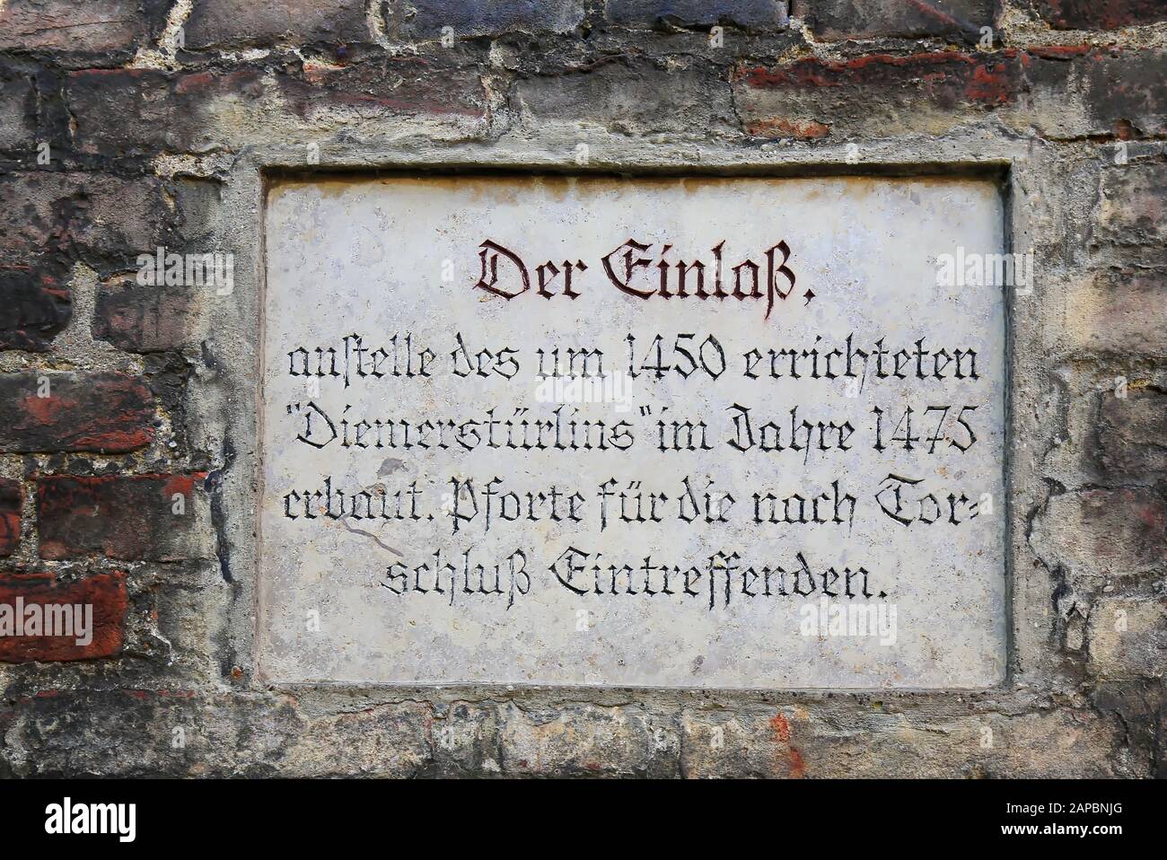 Der Einlaß Schild Memmingen is a city in Bayern/Germany with many ...
