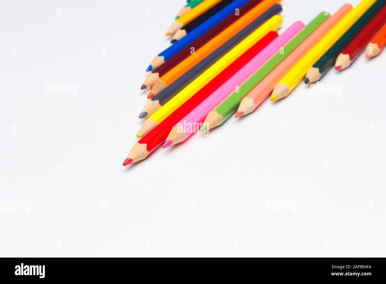 Colored pencils with a sharp point ready to draw and paint drawings ...