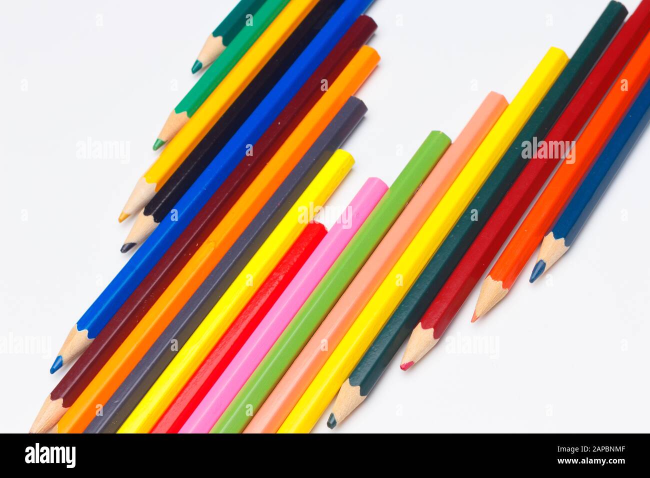 Colored pencils with a sharp point ready to draw and paint drawings ...