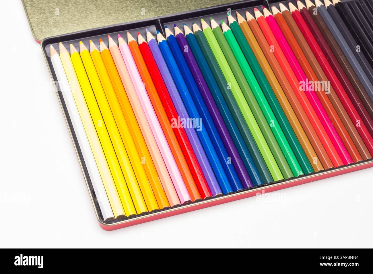 Colored pencils with a sharp point ready to draw and paint drawings ...
