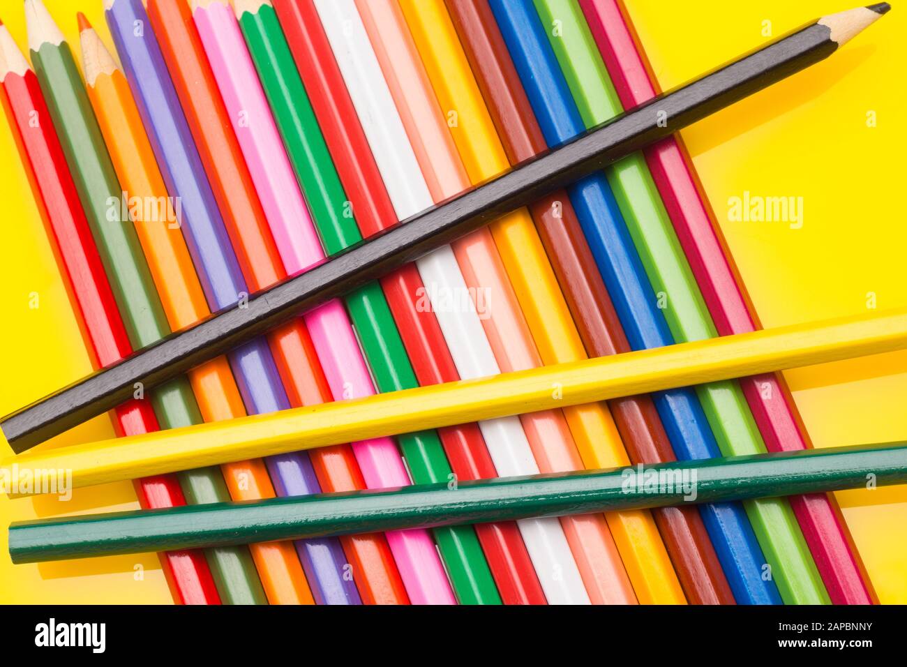 Colored pencils with a sharp point ready to draw and paint drawings ...