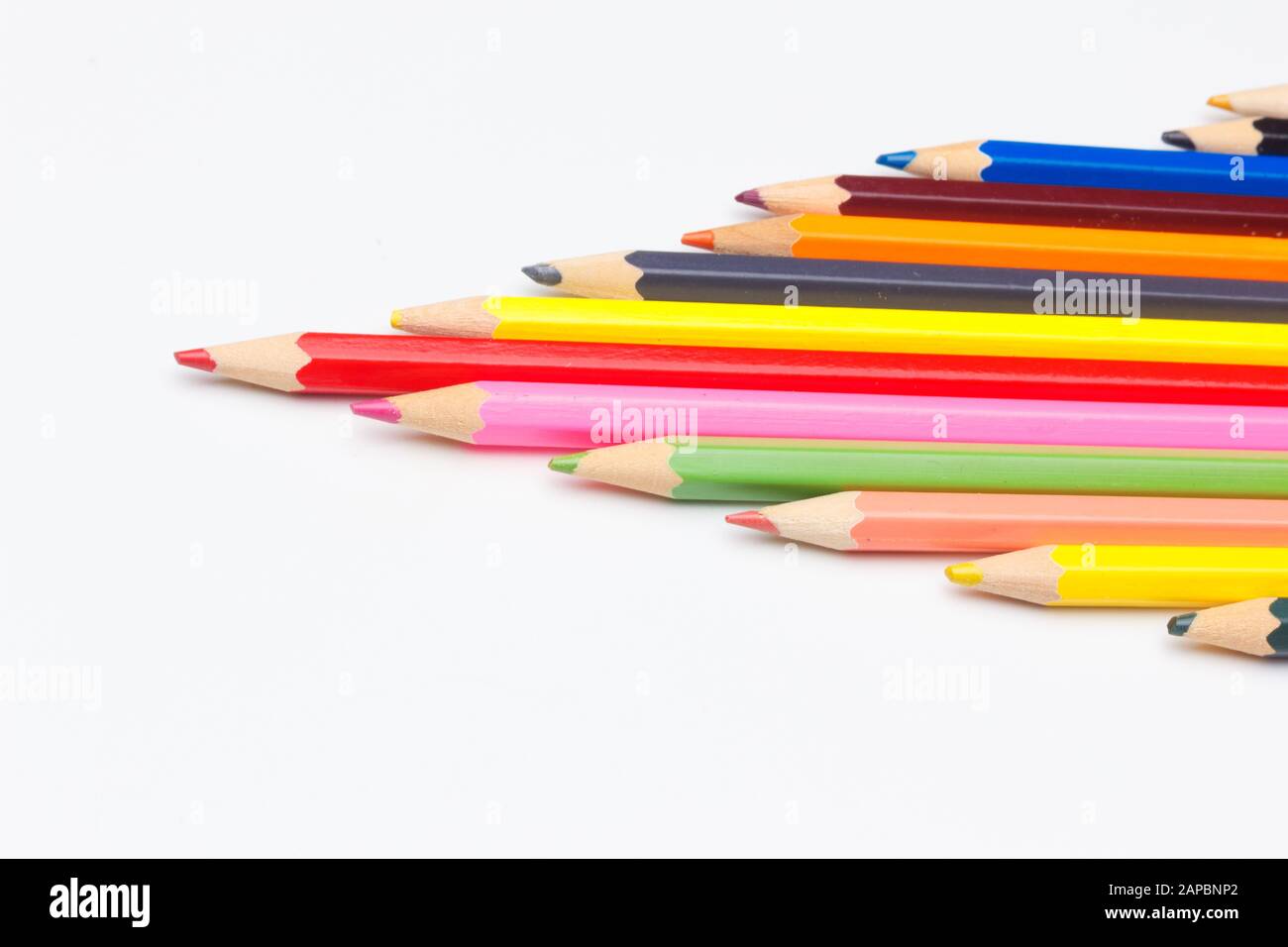 Colored pencils with a sharp point ready to draw and paint drawings ...