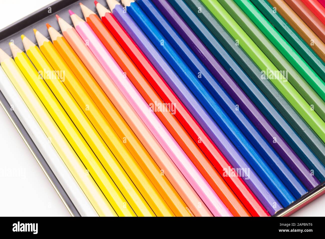Colored pencils with a sharp point ready to draw and paint drawings ...