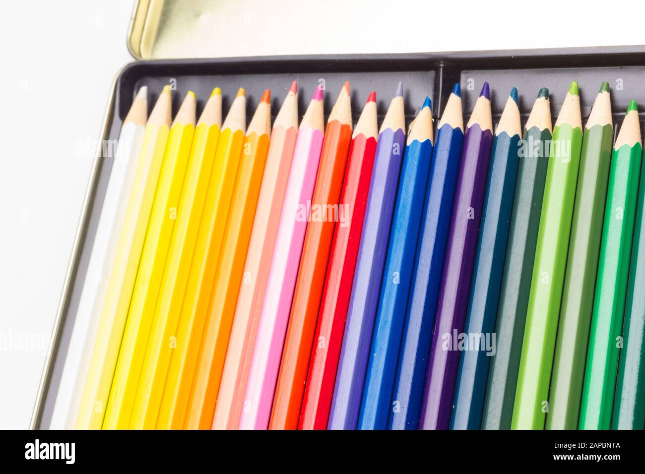Colored pencils with a sharp point ready to draw and paint drawings ...