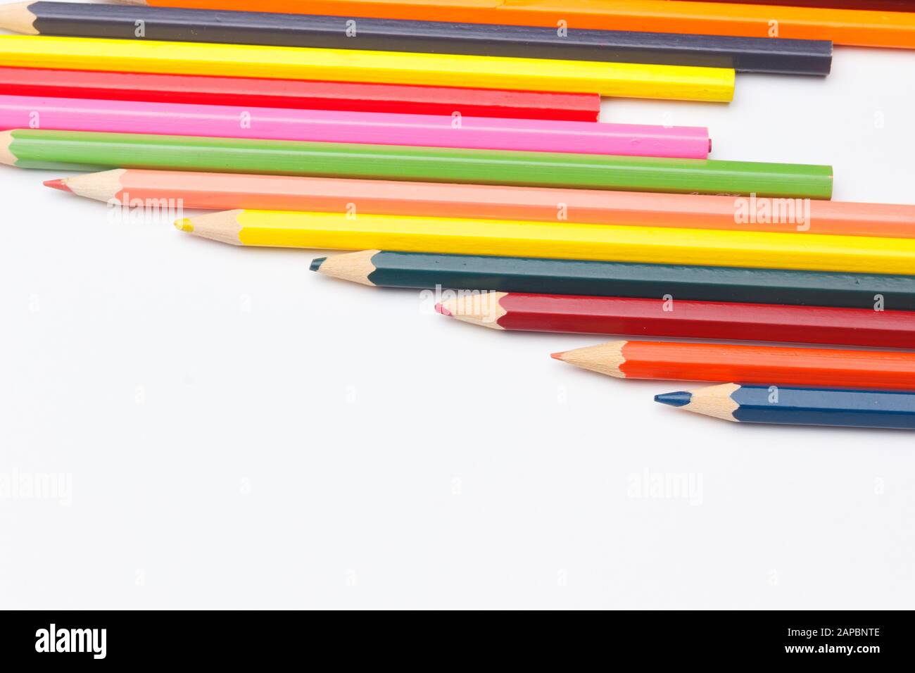 Colored pencils with a sharp point ready to draw and paint drawings ...