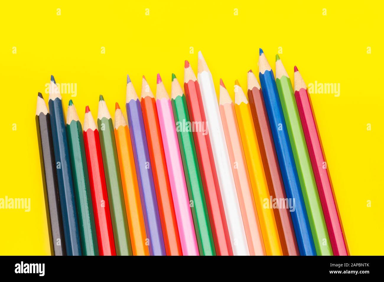 Colored pencils with a sharp point ready to draw and paint drawings ...