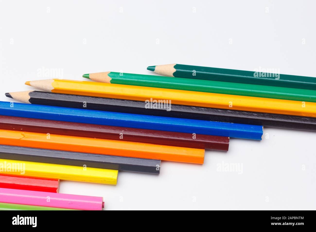 Colored pencils with a sharp point ready to draw and paint drawings ...