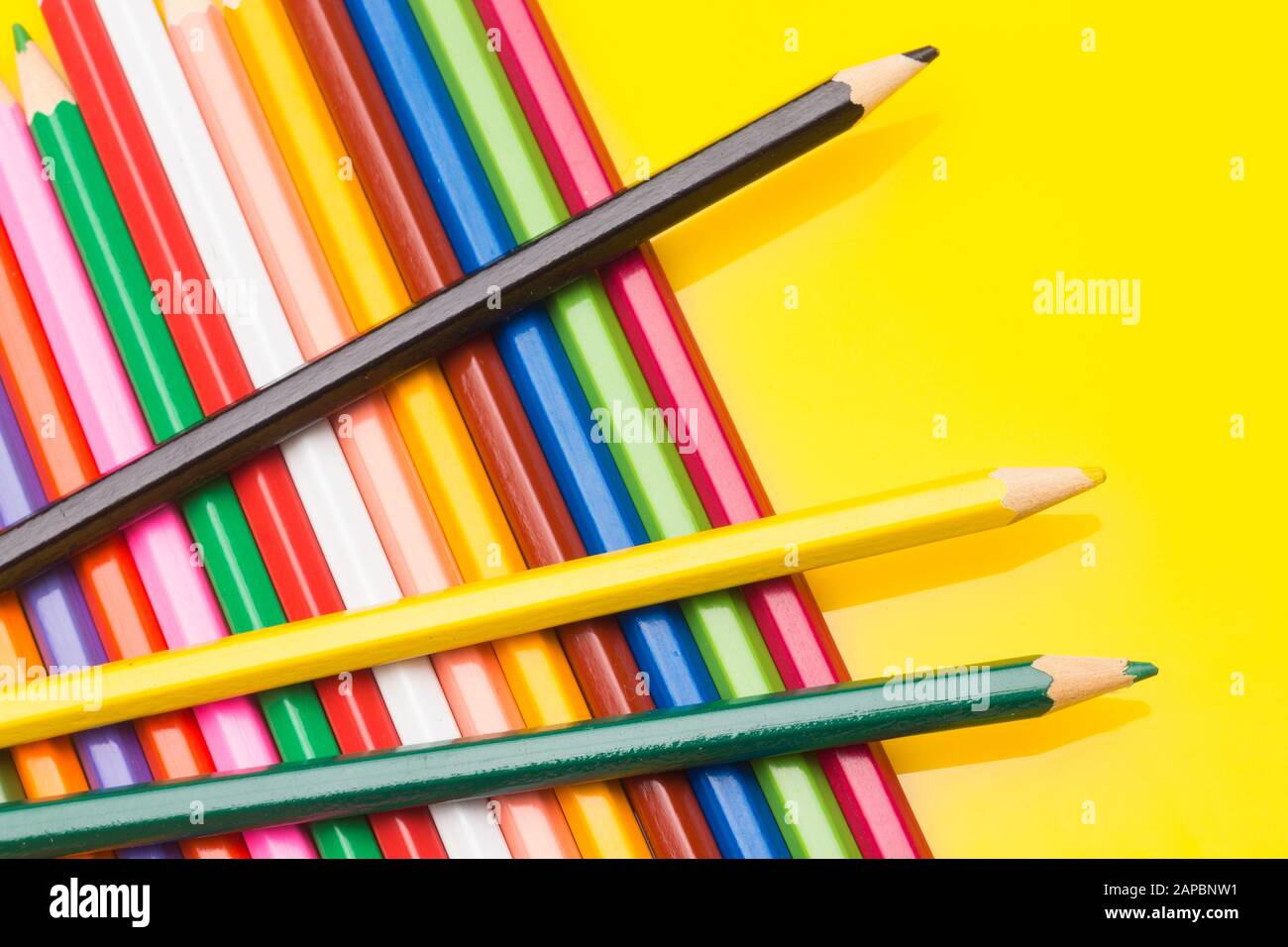 Colored pencils with a sharp point ready to draw and paint drawings ...