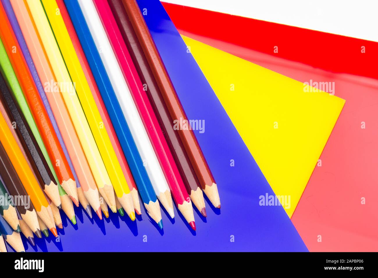Colored pencils with a sharp point ready to draw and paint drawings ...