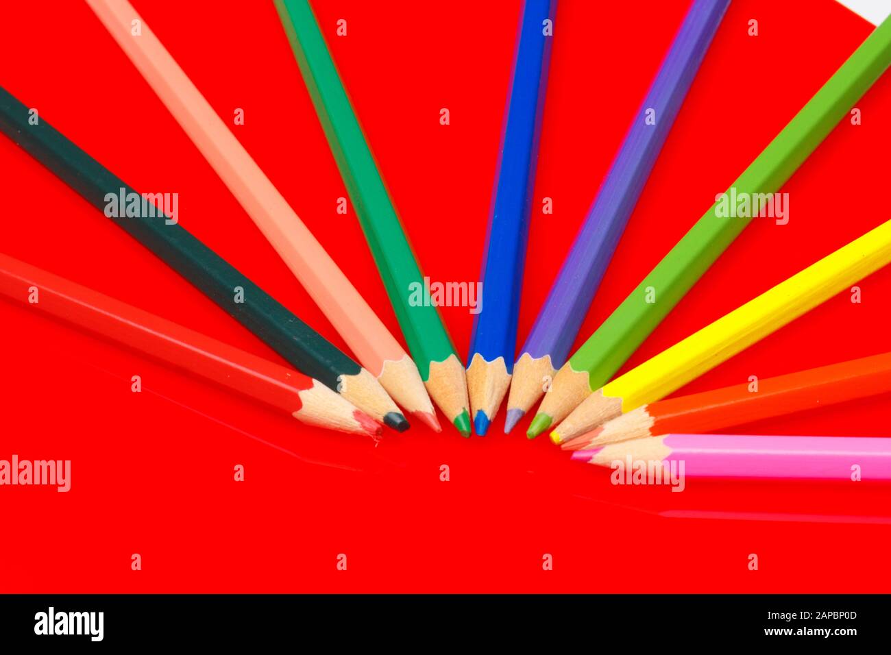 Colored pencils with a sharp point ready to draw and paint drawings ...