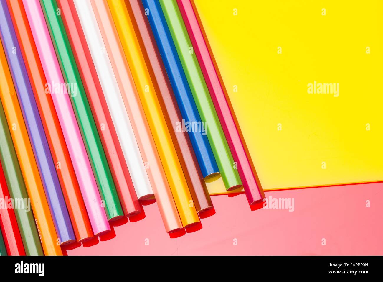 Colored pencils with a sharp point ready to draw and paint drawings ...