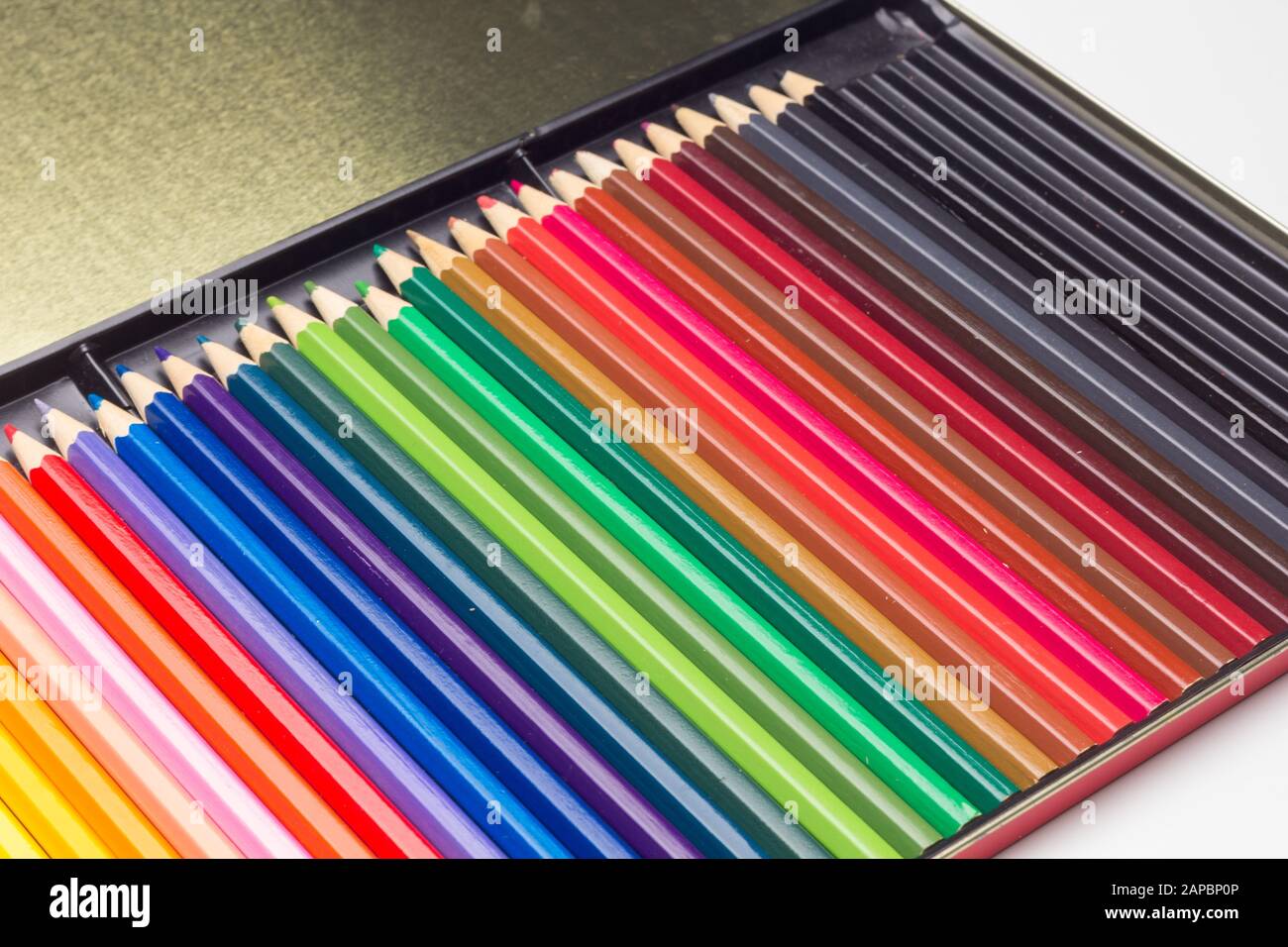Colored pencils with a sharp point ready to draw and paint drawings ...