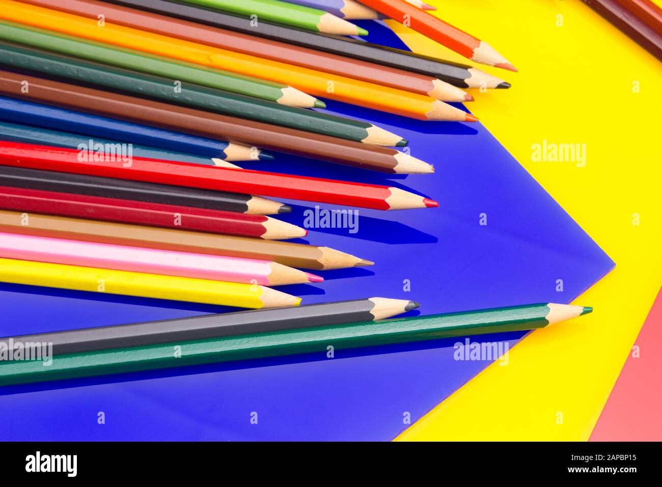 Colored pencils with a sharp point ready to draw and paint drawings ...