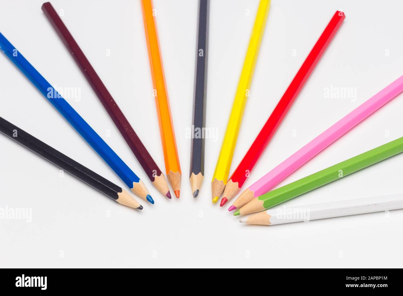 Colored pencils with a sharp point ready to draw and paint drawings ...