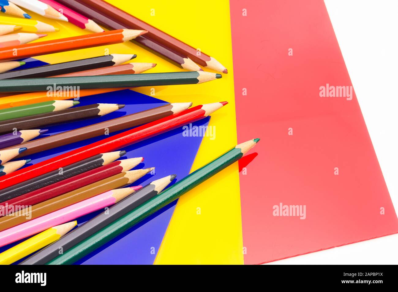 Colored pencils with a sharp point ready to draw and paint drawings ...