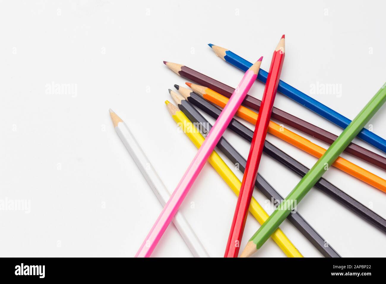 Colored pencils with a sharp point ready to draw and paint drawings ...