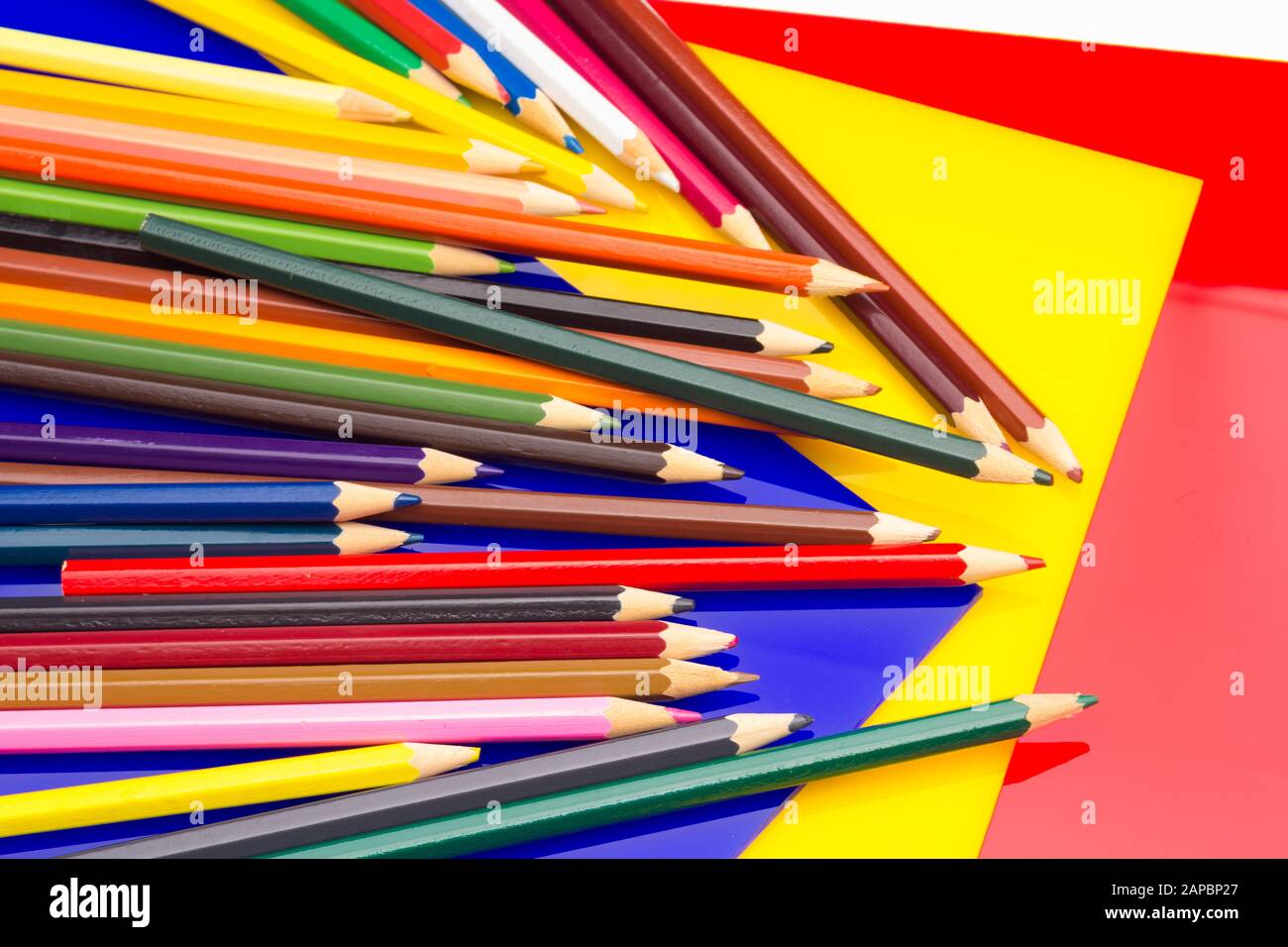 Colored pencils with a sharp point ready to draw and paint drawings ...