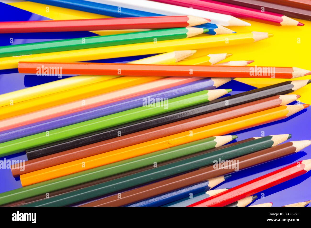 Colored pencils with a sharp point ready to draw and paint drawings ...