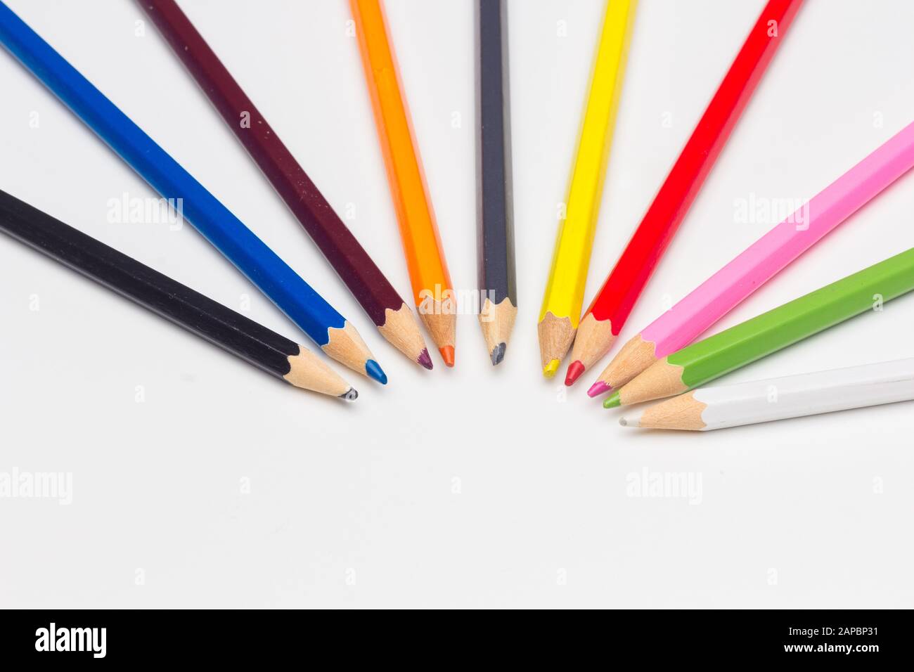 Colored pencils with a sharp point ready to draw and paint drawings ...