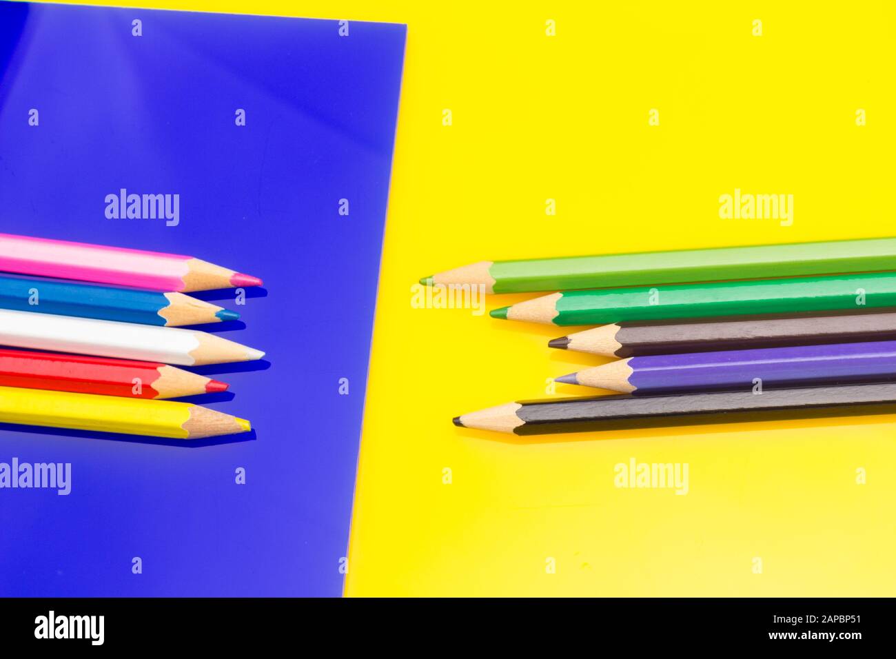 Colored pencils with a sharp point ready to draw and paint drawings ...