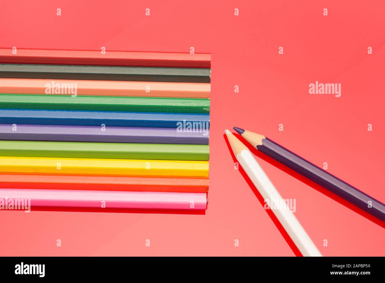 Colored pencils with a sharp point ready to draw and paint drawings ...