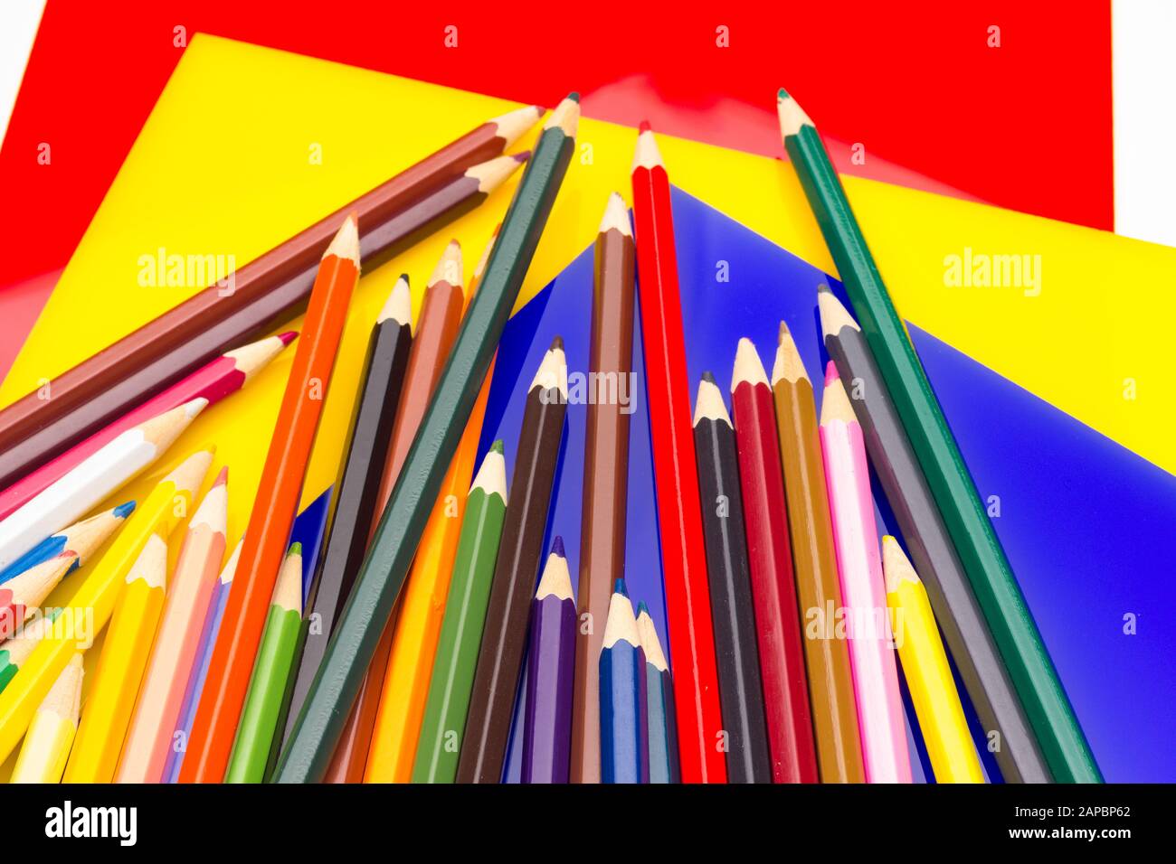 Colored pencils with a sharp point ready to draw and paint drawings ...