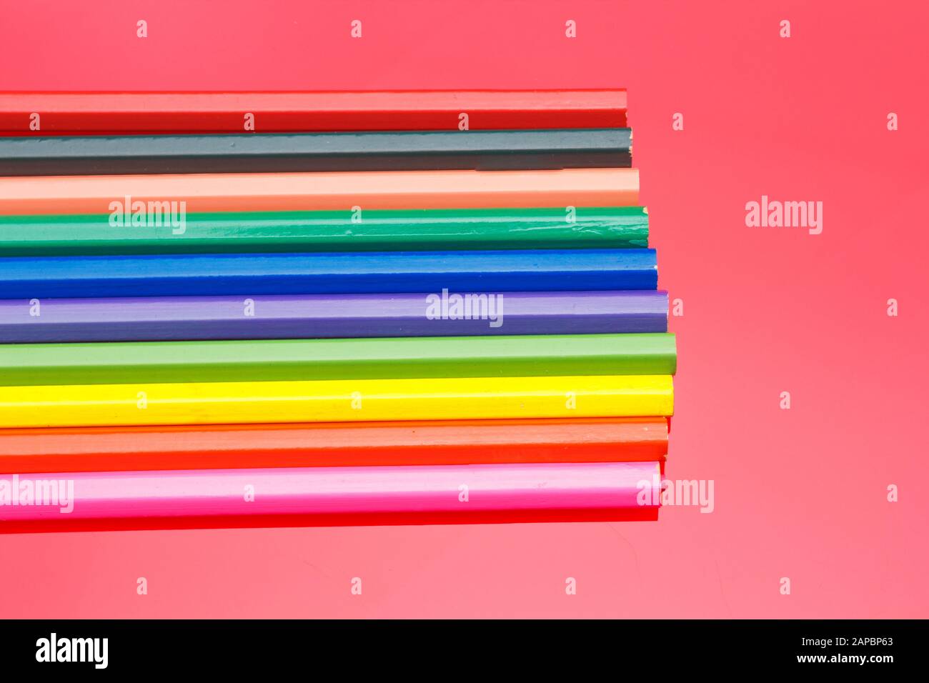 Colored pencils with a sharp point ready to draw and paint drawings ...