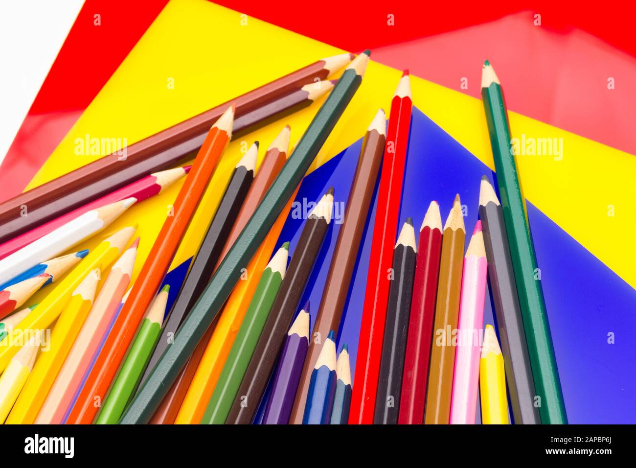 Colored pencils with a sharp point ready to draw and paint drawings ...