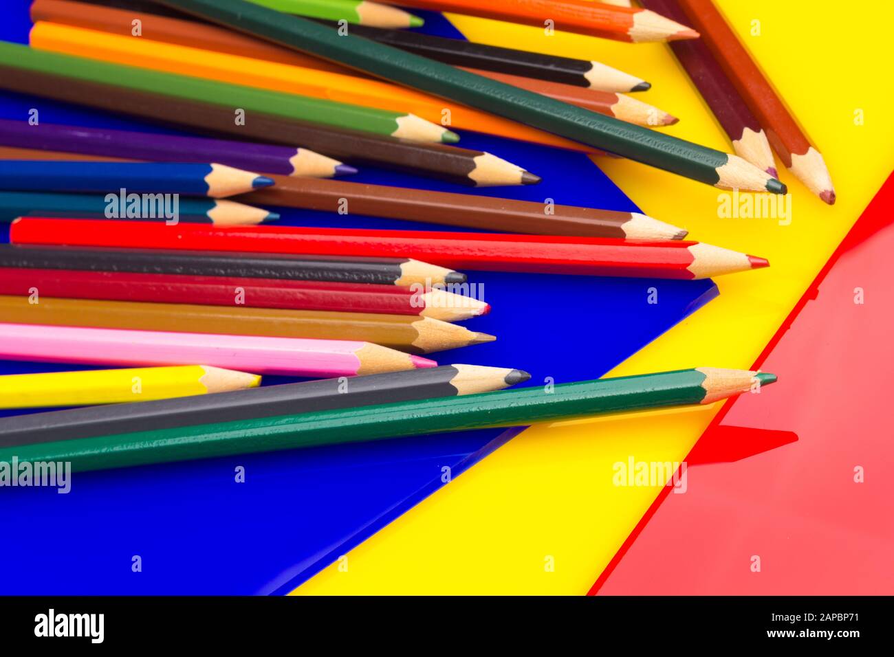 Colored pencils with a sharp point ready to draw and paint drawings ...